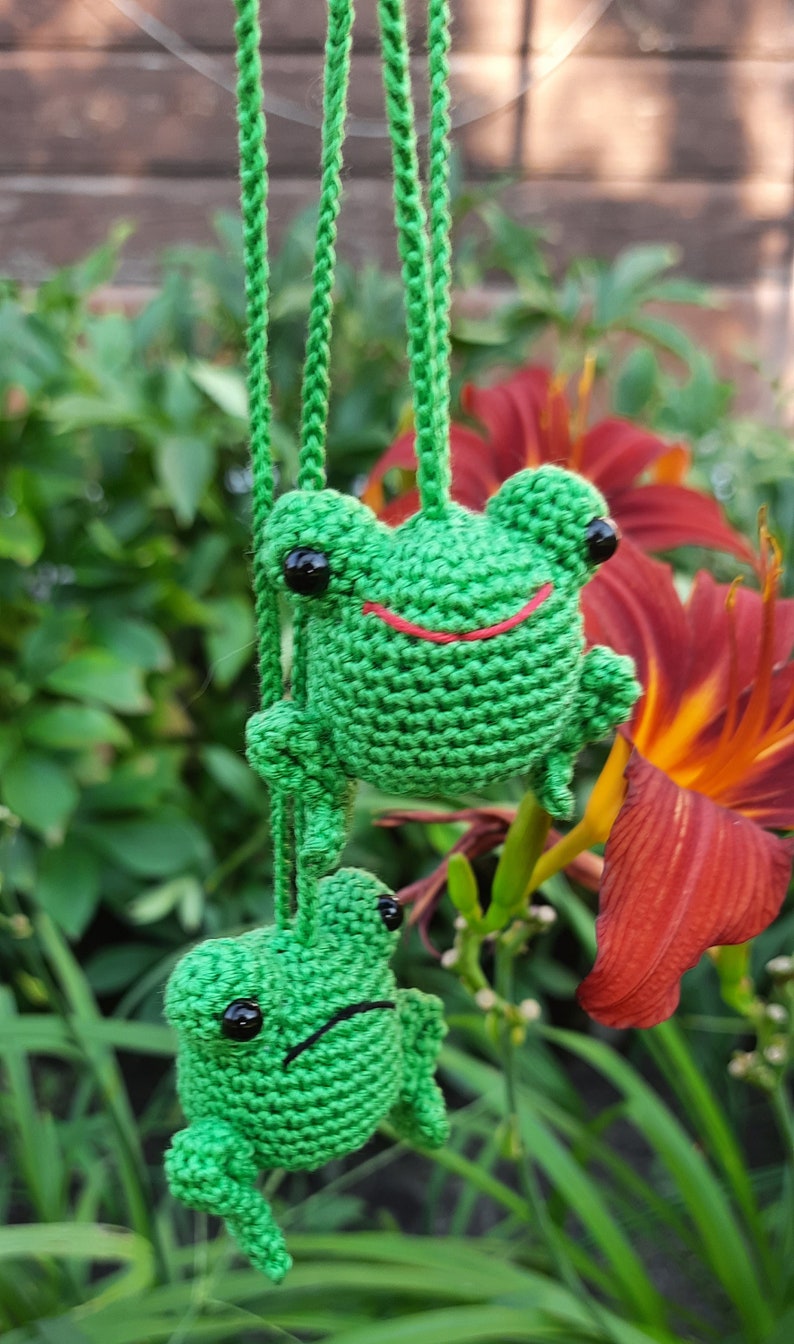 Frog Car Accessory Hanging Crochet Frog Rear View Mirror Car - Etsy