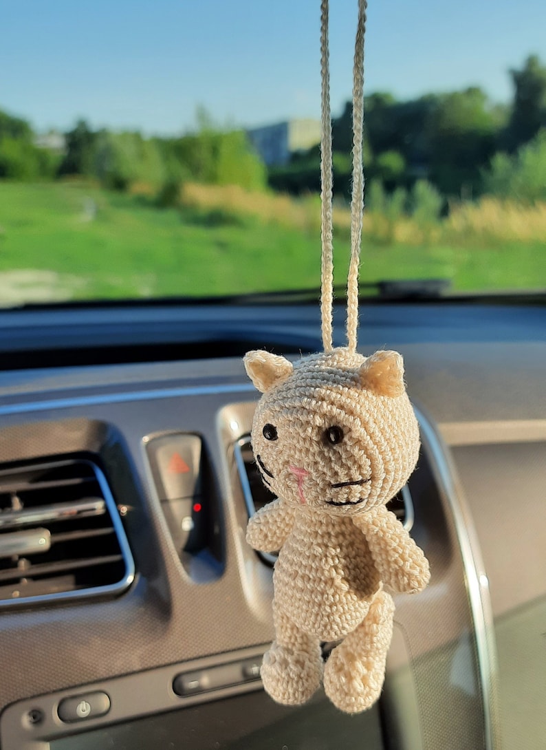 Crochet Hanging Car Accessory Rear View Mirror Women's - Etsy