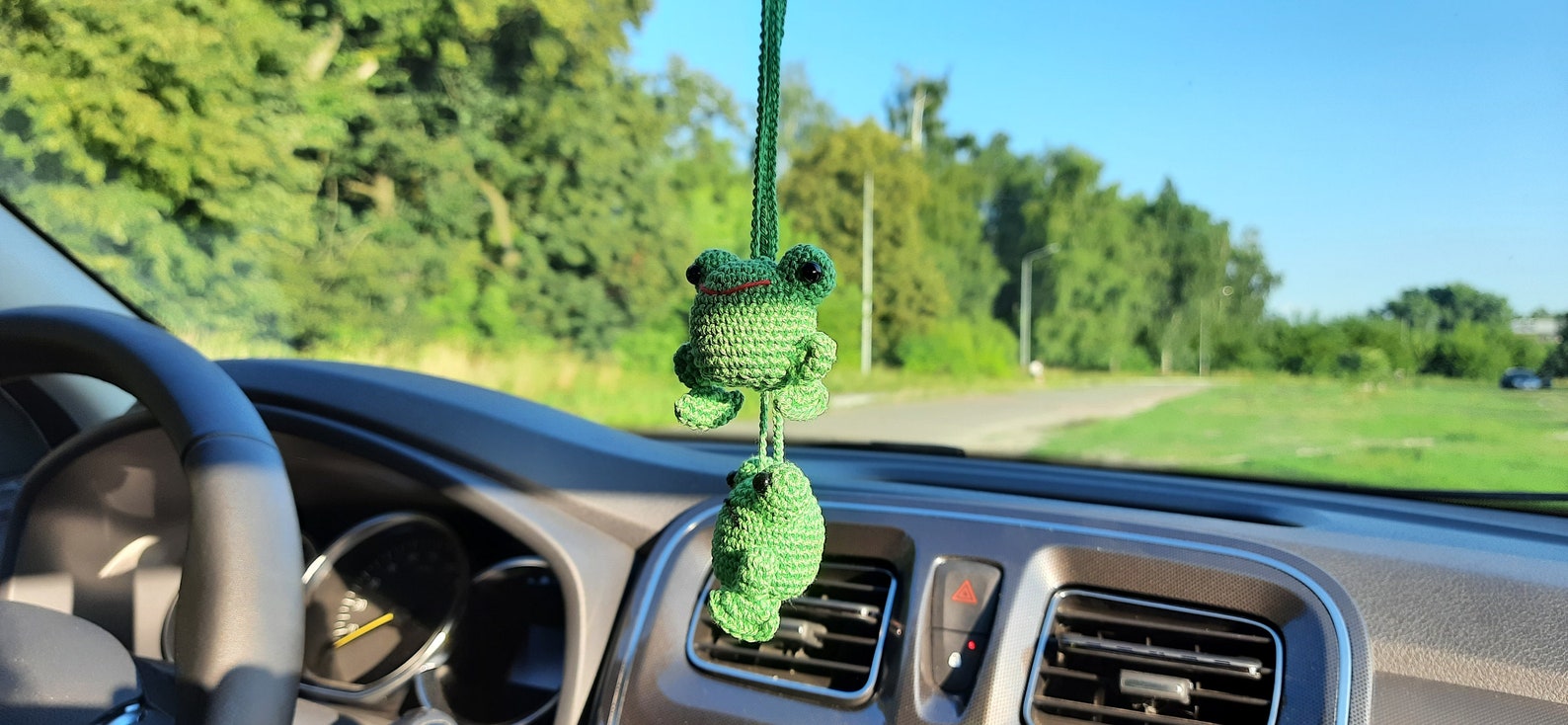 Frog Car Accessory Hanging Crochet Frog Rear View Mirror Car - Etsy