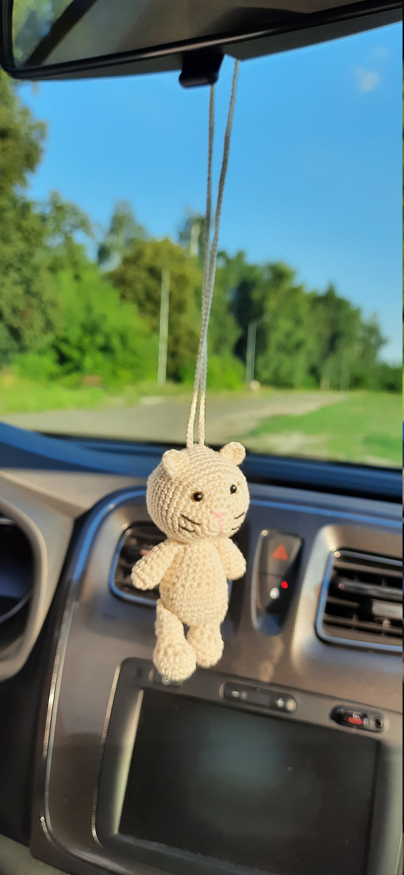 Crochet hanging car accessory Rear view mirror women's | Etsy