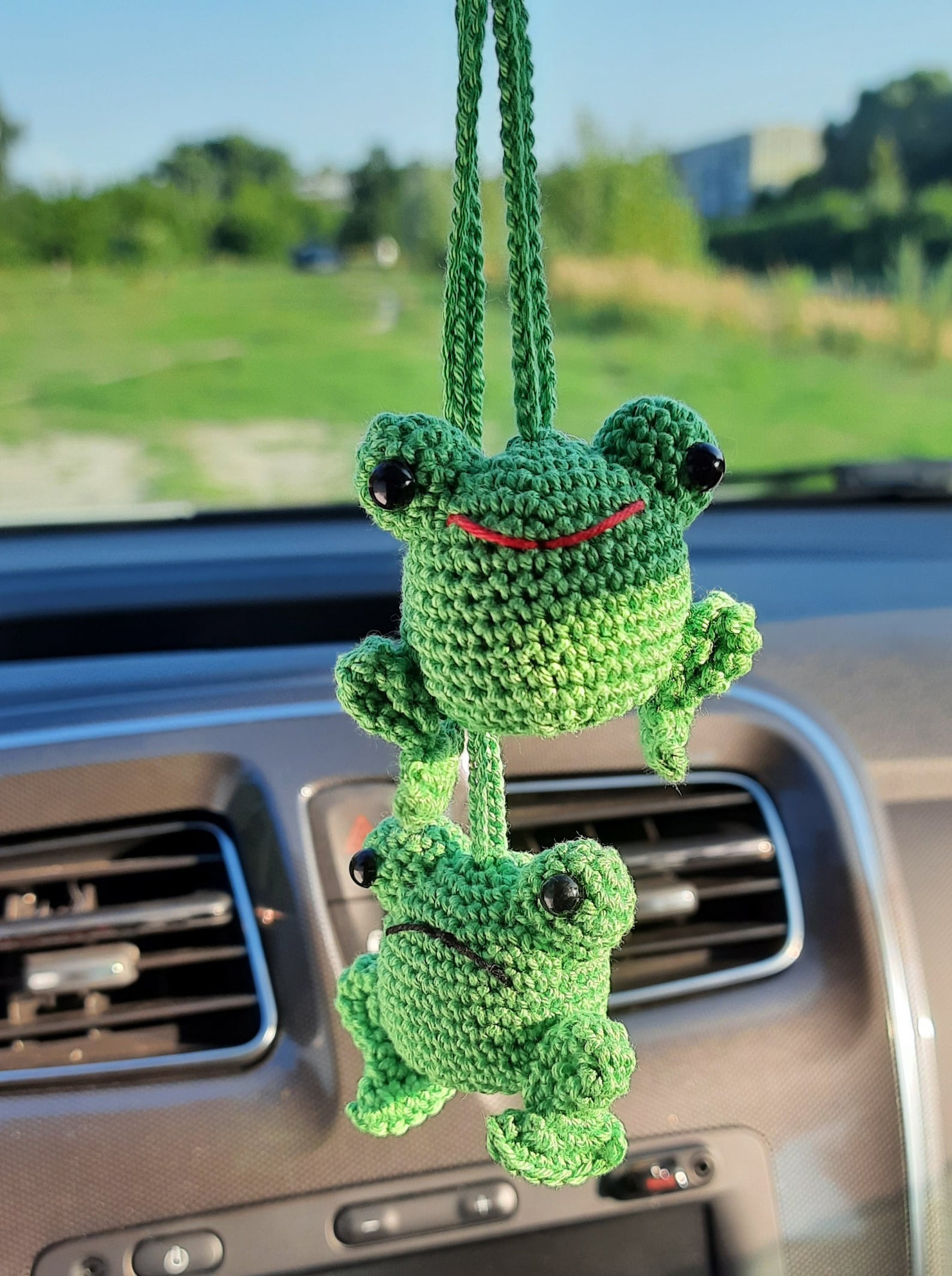 Frog Car Accessory Hanging Crochet Frog Rear View Mirror Car - Etsy