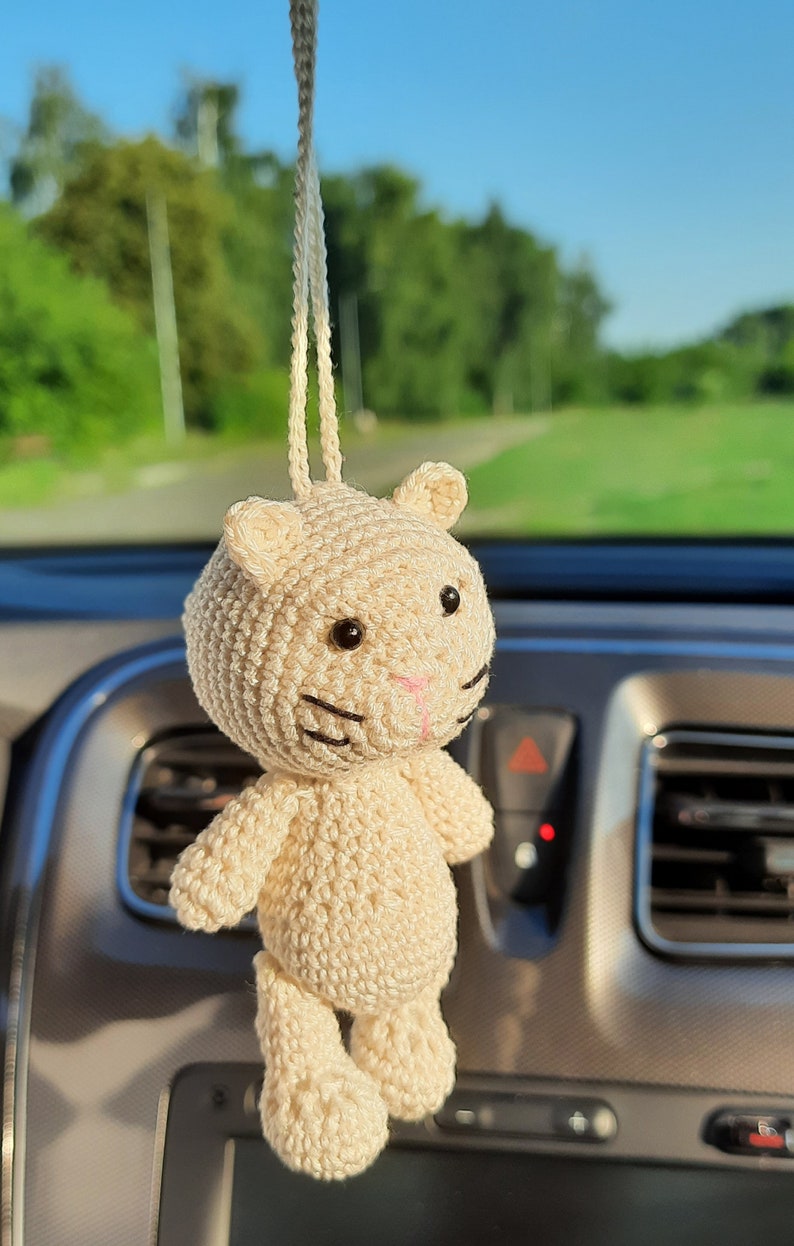 Crochet Hanging Car Accessory Rear View Mirror Women's - Etsy