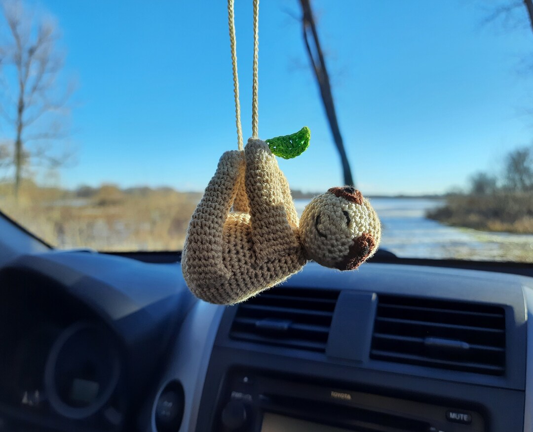 Sloth Car Charms Hanging Accessories Rear View Mirror Hanger Crochet ...