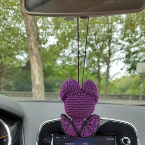 Bat Rear View Mirror Hanging Crochet Cute Purple Halloween Bat Car ...