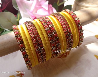 Silk Thread Indian Bangles Set - Etsy