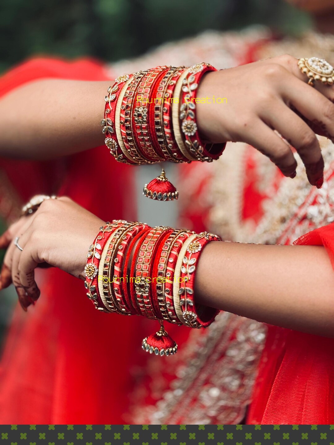 Indian Bridal Bangles - Red and Gold Silk Thread Bridal Bangles for ...