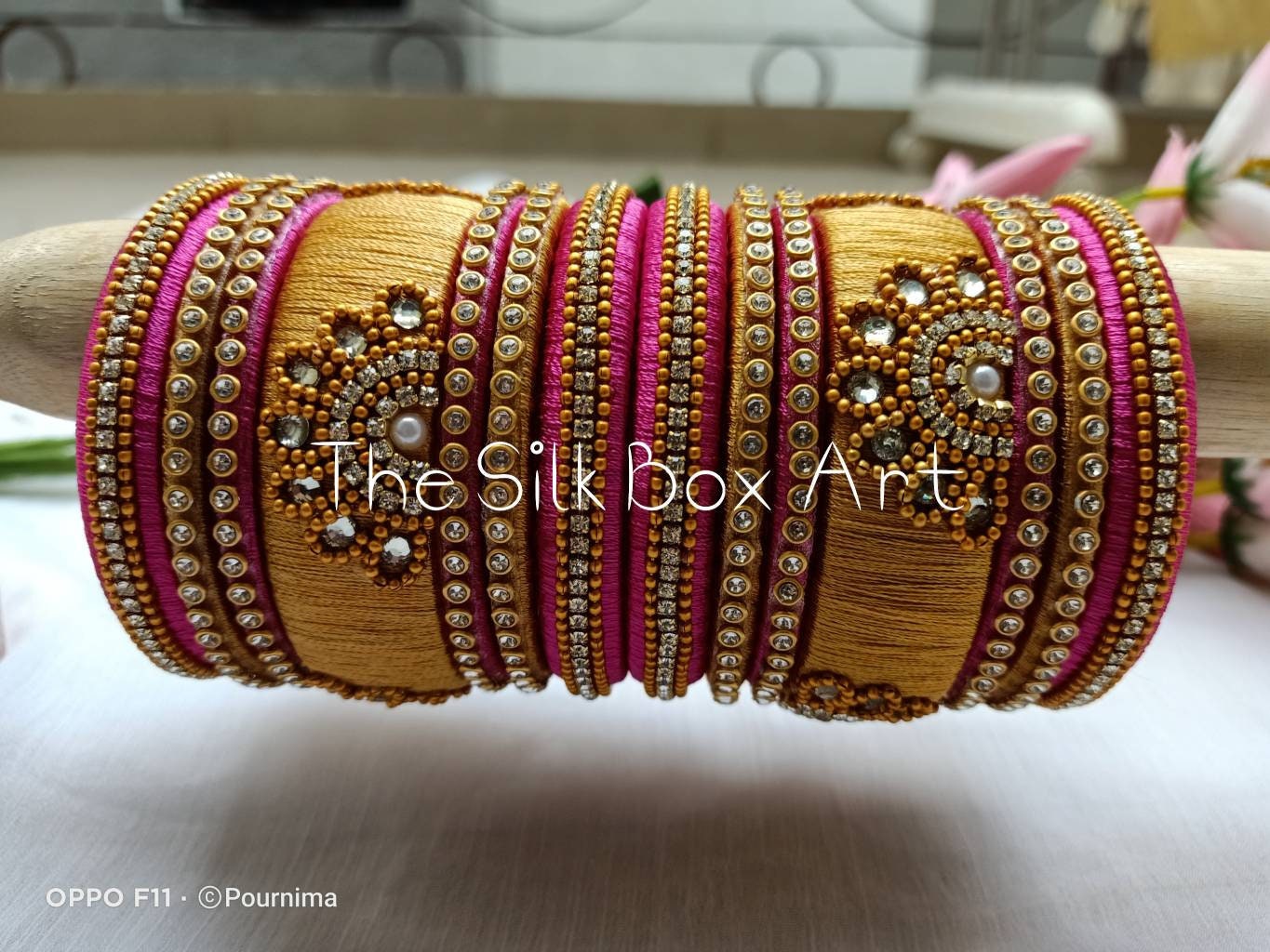 Indian Bridal Bangles Pink and Orange Set of 14 Silk Thread - Etsy