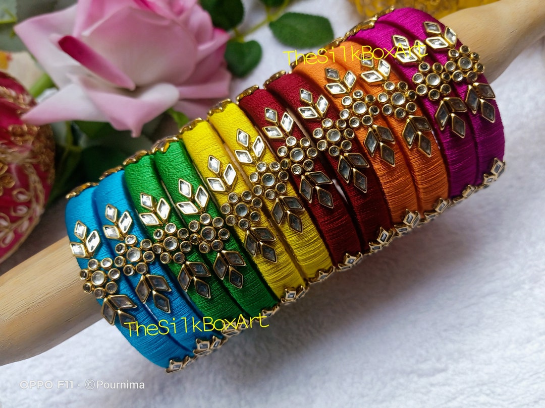 Silk Thread Bangles |chrismasgift\ Pooja Return Gifts/ Varalakshmi ...