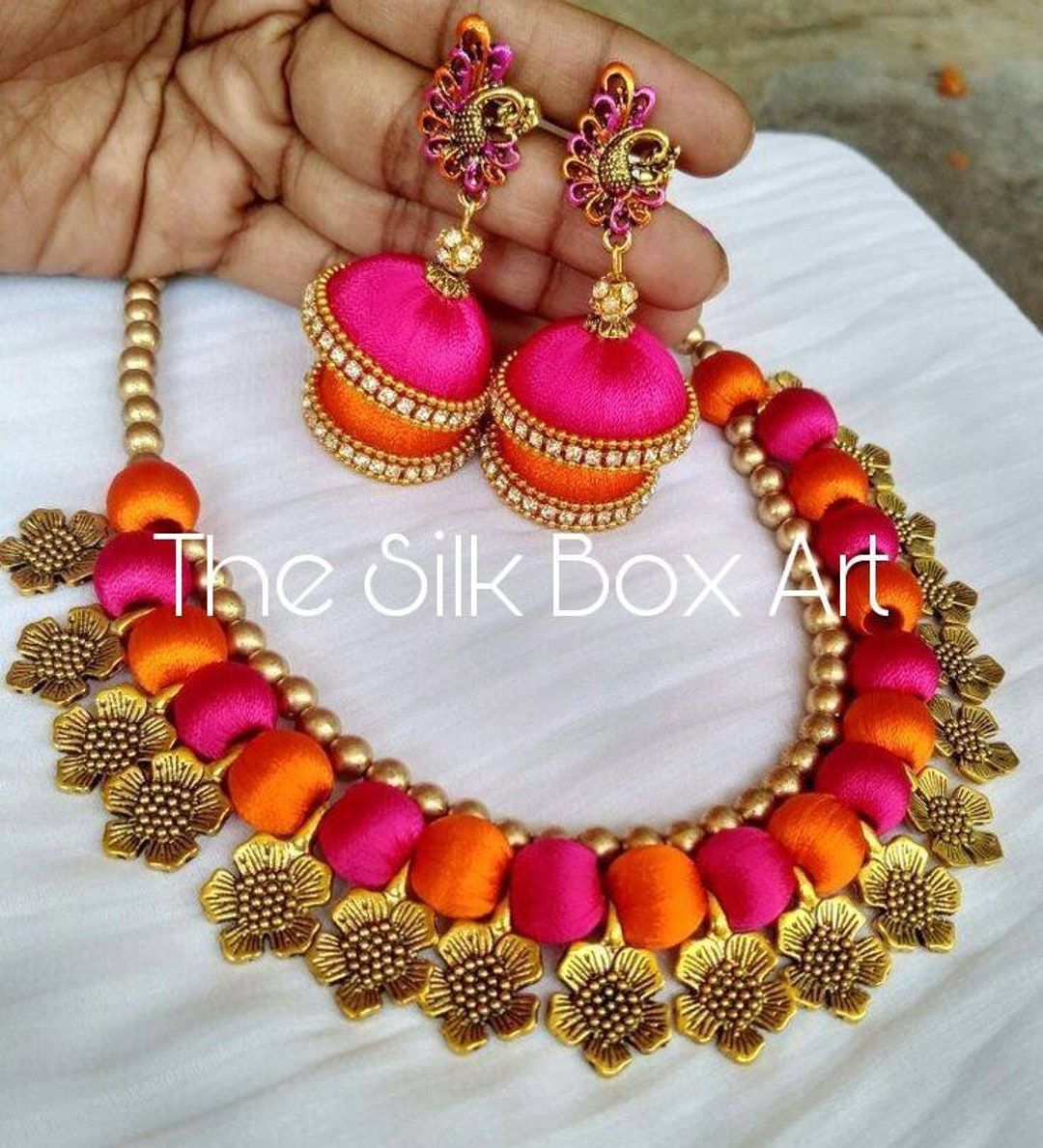 Silk Thread Jewellery Set ( Necklace & Earrings) - Etsy