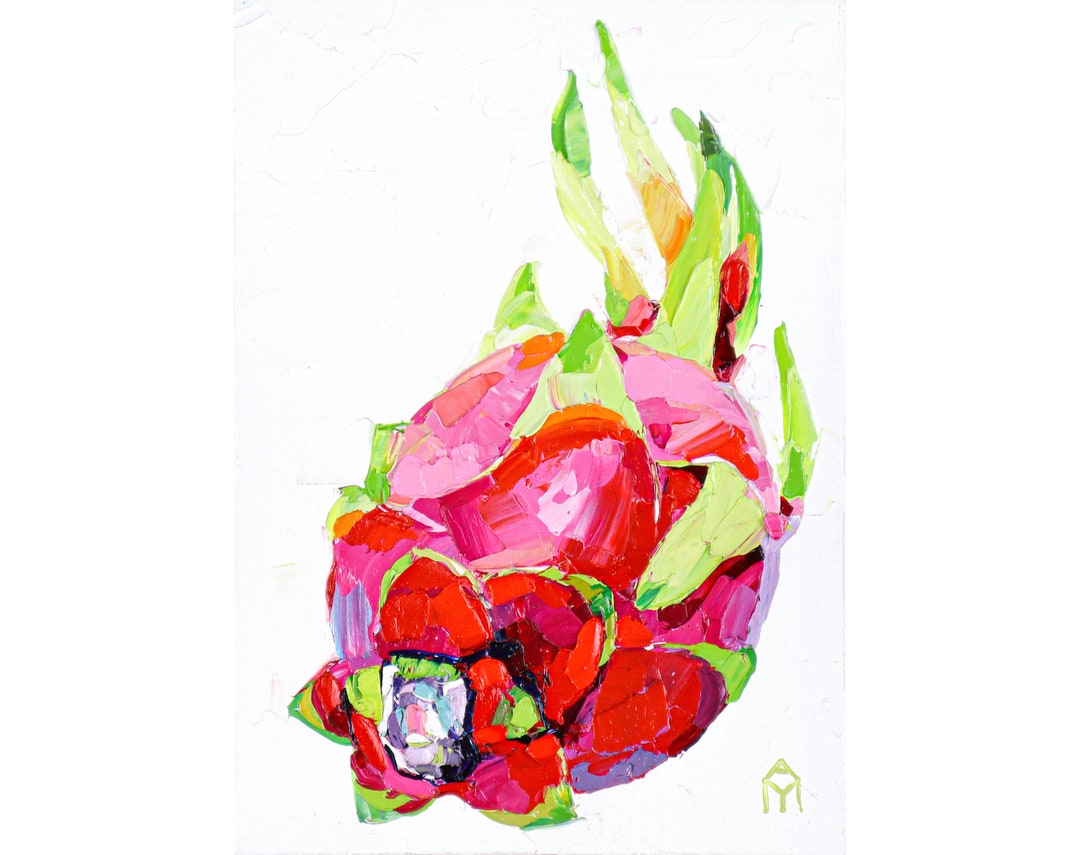 Dragonfruit Painting Fruit Original Art Small Oil Painting - Etsy