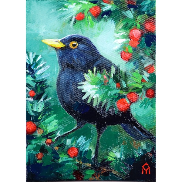 Blackbird Painting - Etsy