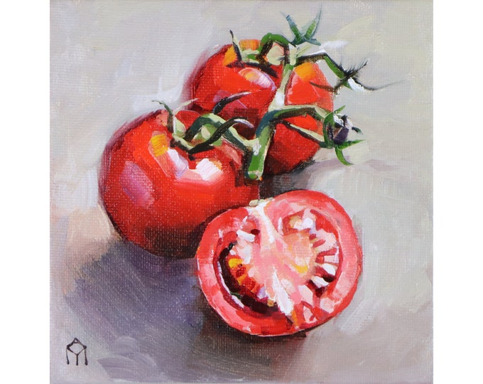 Tomato Painting Vegetable Original Art Food Small Oil Painting Artwork ...
