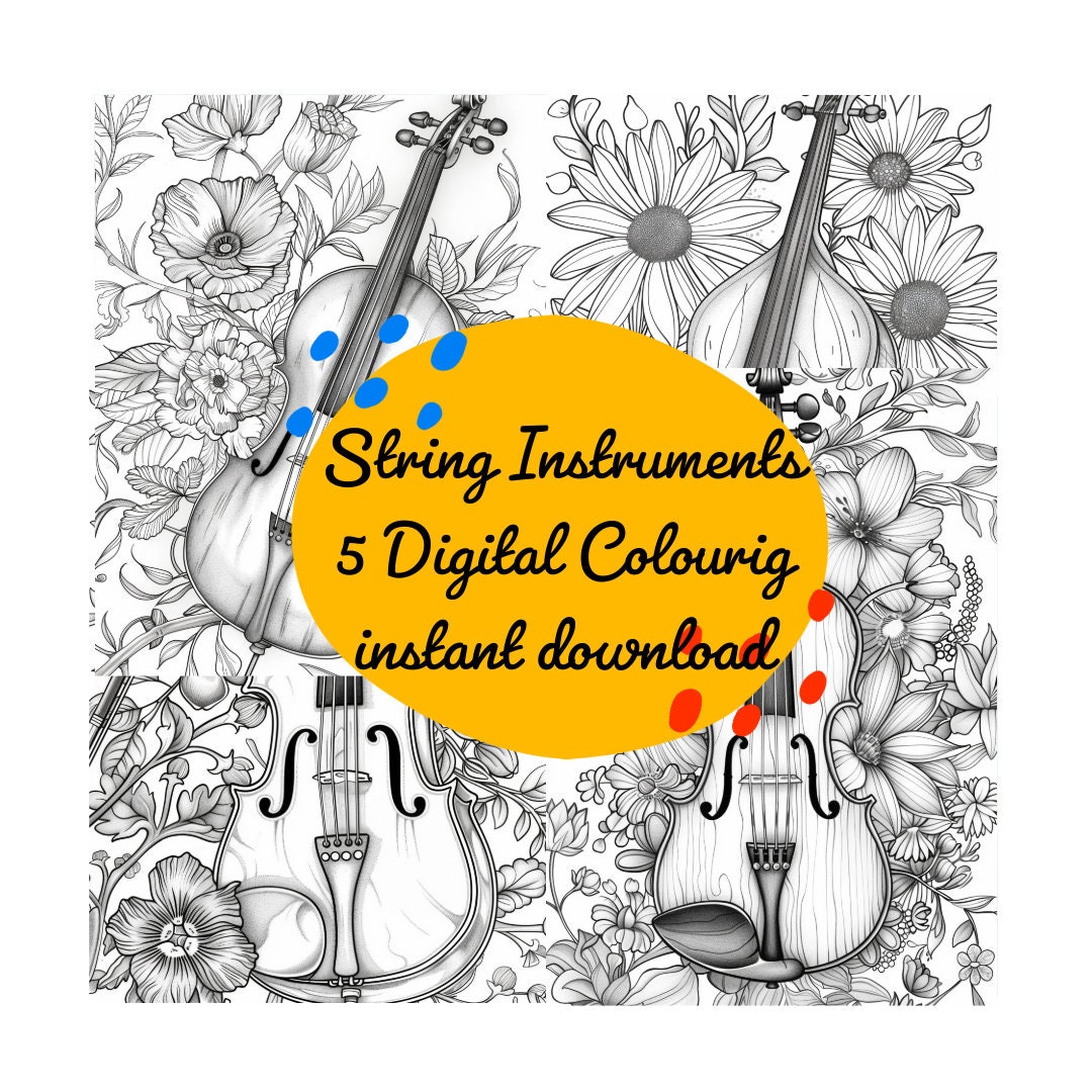 Colouring Pages Musical String Instruments, Coloring Sheets Prints ...