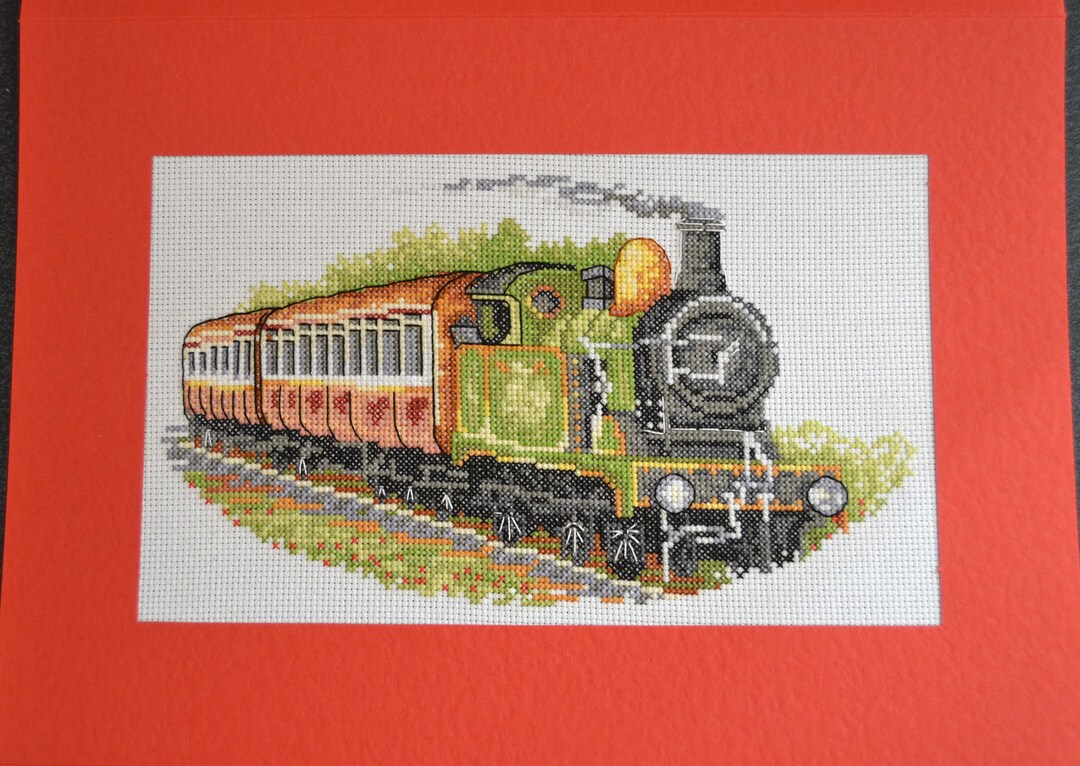 Handmade Complete Cross Stitch Card (extra Large) - Steam Train - Etsy