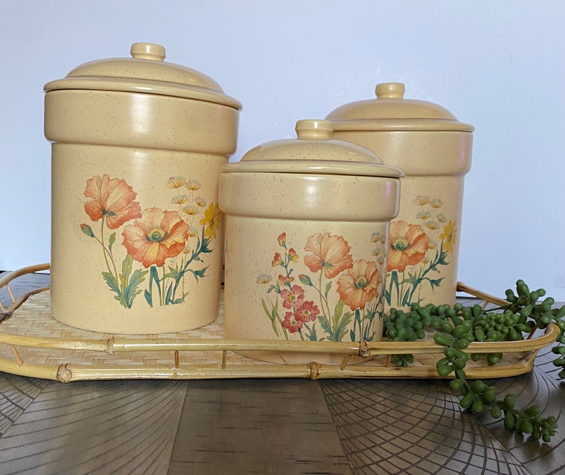 Set of 3 Vintage Treasure Craft Ceramic Canisters Earthtone - Etsy