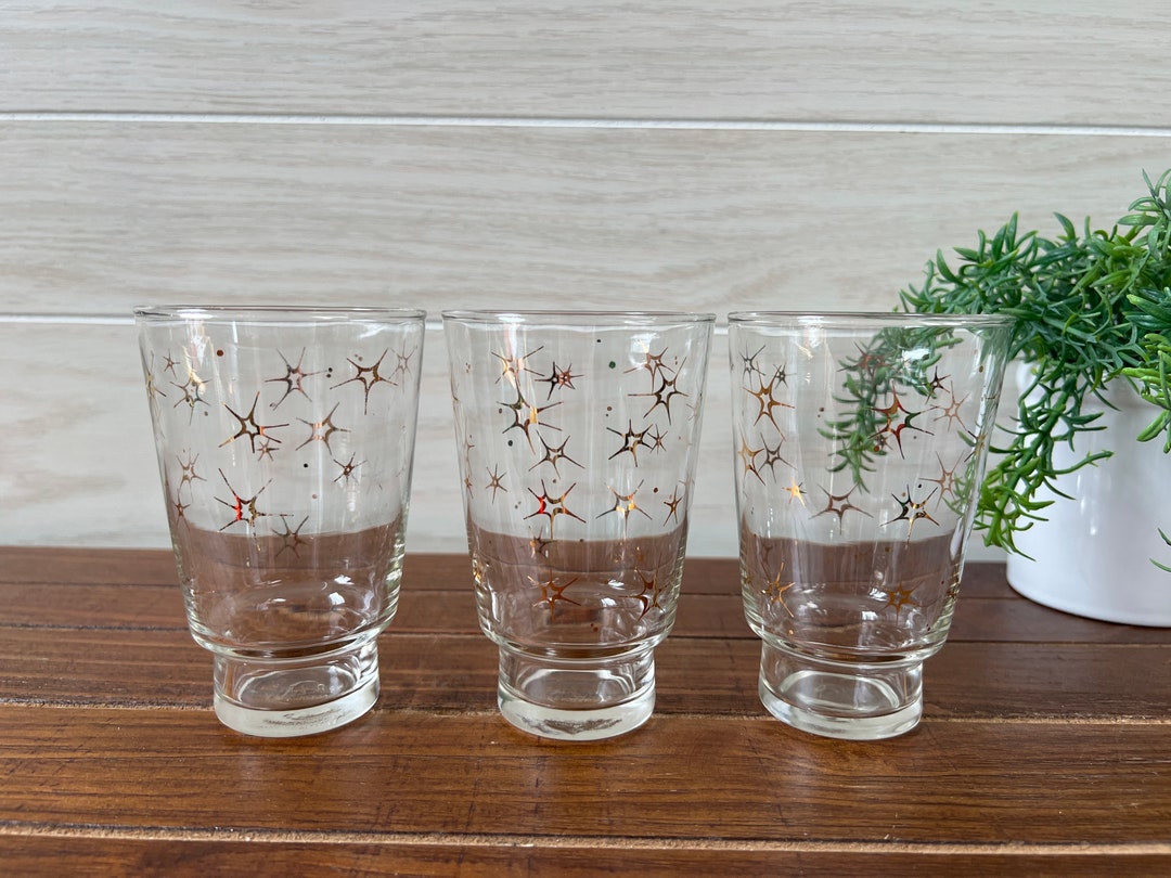 Mid-century Modern Gold Atomic Starburst Glasses / Tumblers - Set of 3 ...