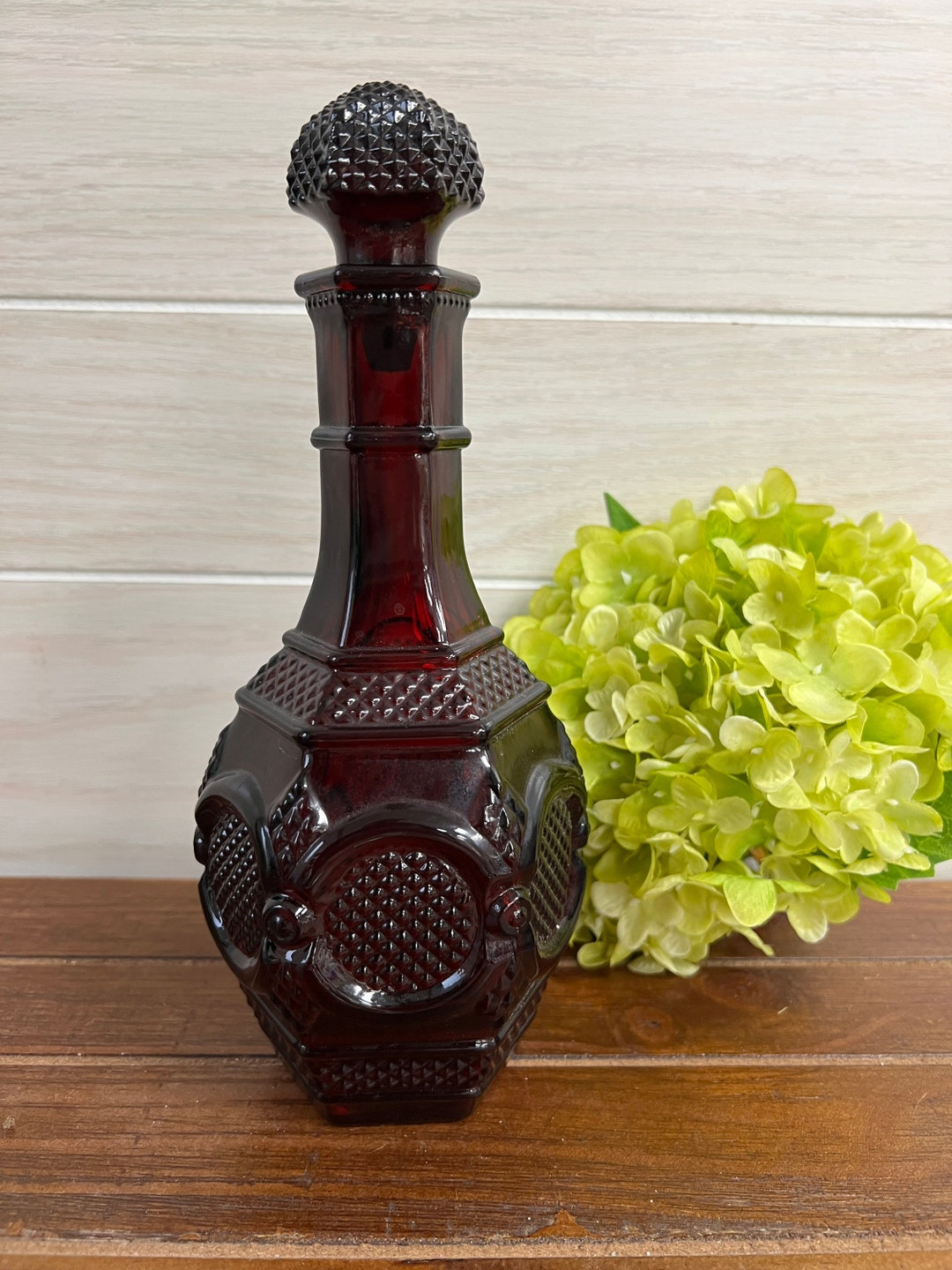 Vintage Avon Ruby Red Glass Decanter 1876 Cape Cod Collection - Etsy