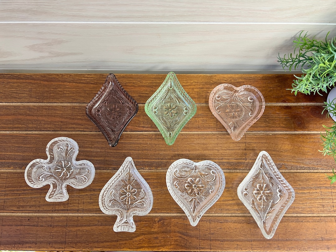 Indiana Tiara Sandwich Glass Bridge Set - Playing Cards Suit Nut Candy ...