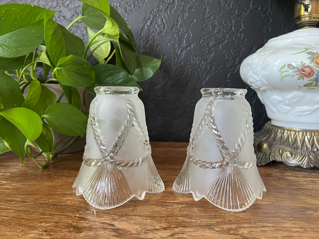Vintage Frosted Glass Rope and Tassel Lamp Shades - Etsy