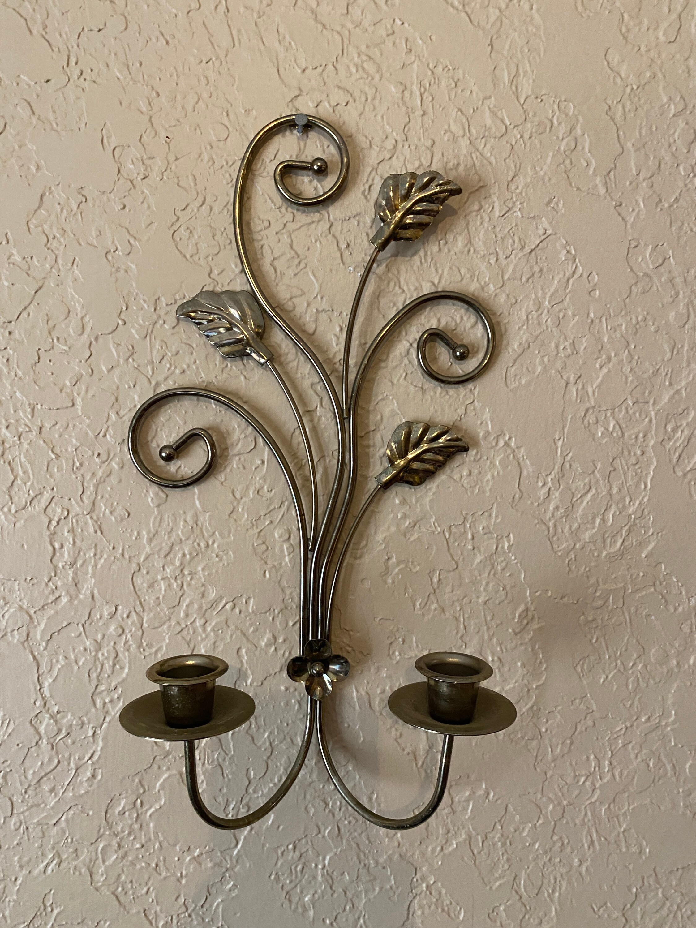 Vintage Home Interior HOMCO Brass Scroll Wall Sconce 2 Taper | Etsy