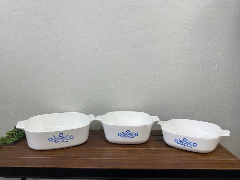 Set of 3 Vintage Blue Corn Flower Corning Ware Casserole - Etsy