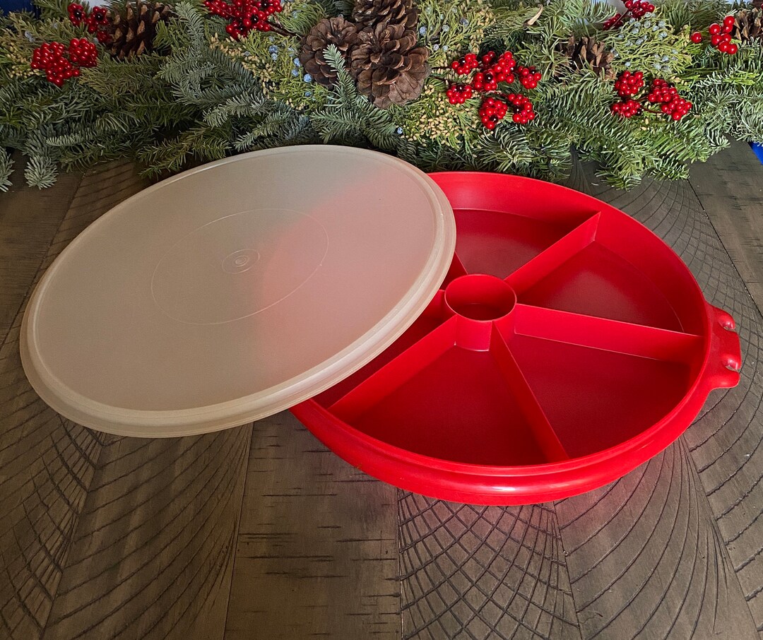 Vintage Red Tupperware Divided Tray - Etsy