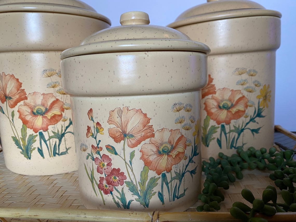 Set of 3 Vintage Treasure Craft Ceramic Canisters Earthtone - Etsy