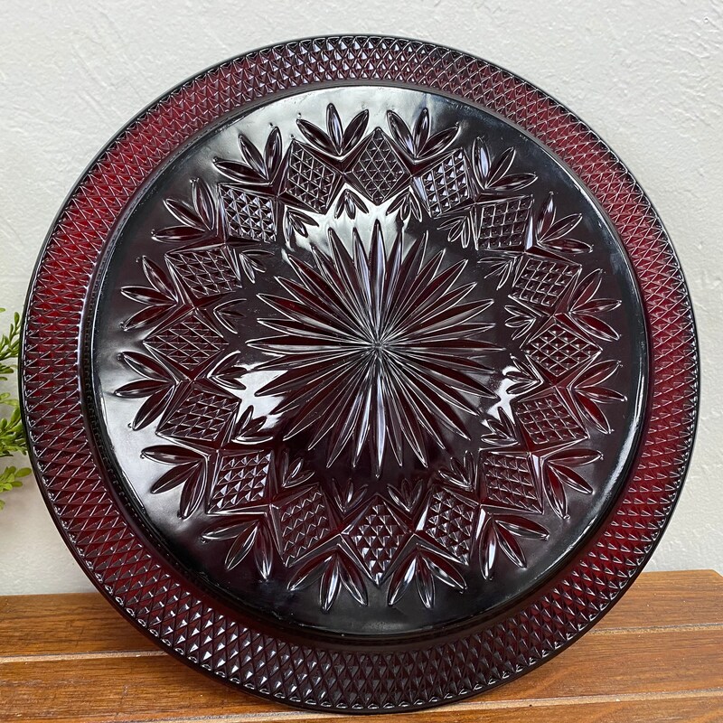 Ruby Glass Platter - Etsy
