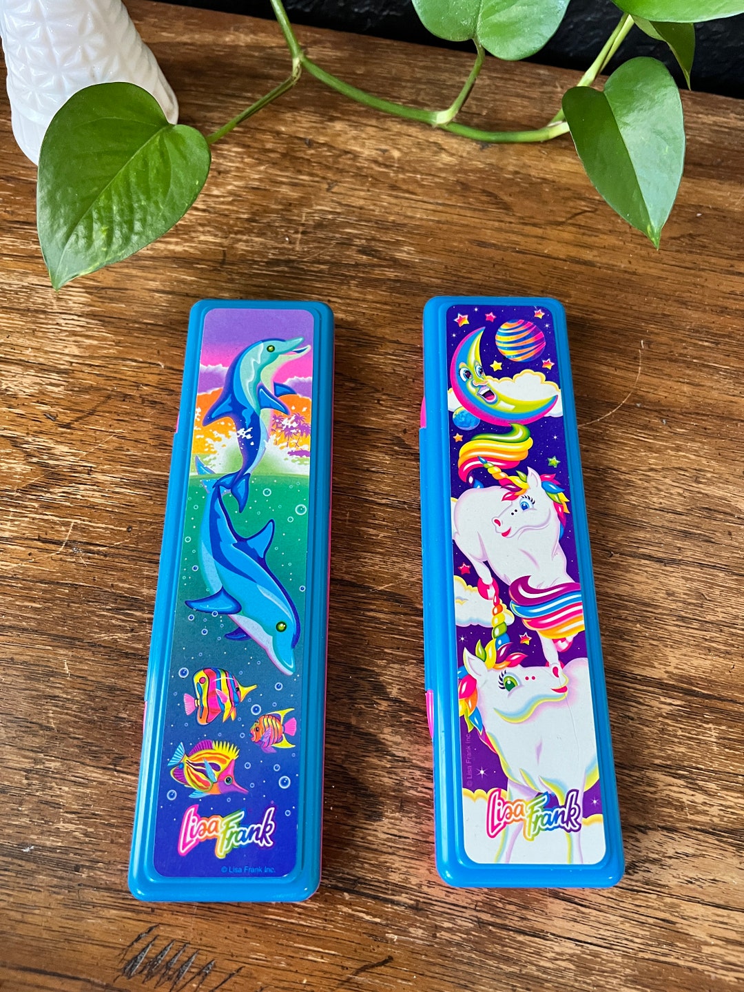 1990s Lisa Frank Dolphin or Celestial Pencil Case With Matching Pencils ...