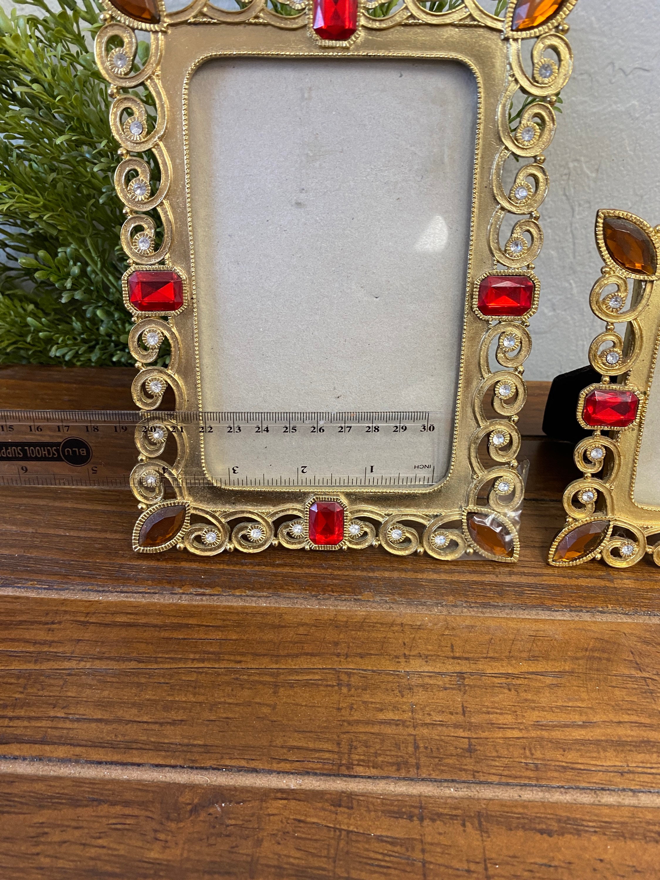 Vintage Brass Finish and Jeweled Picture Frames - Etsy