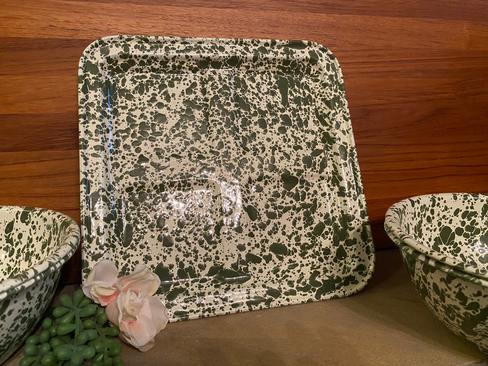 Crow Canyon Enamelware Moss Serving Bowls and Divided / | Etsy