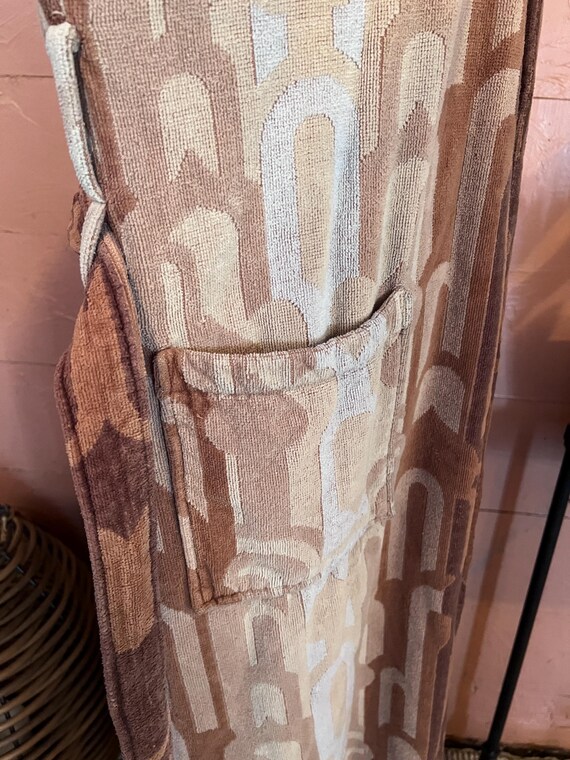 Vintage 70s Robe Mens Large Tan Brown Terry Cloth Geo… - Gem