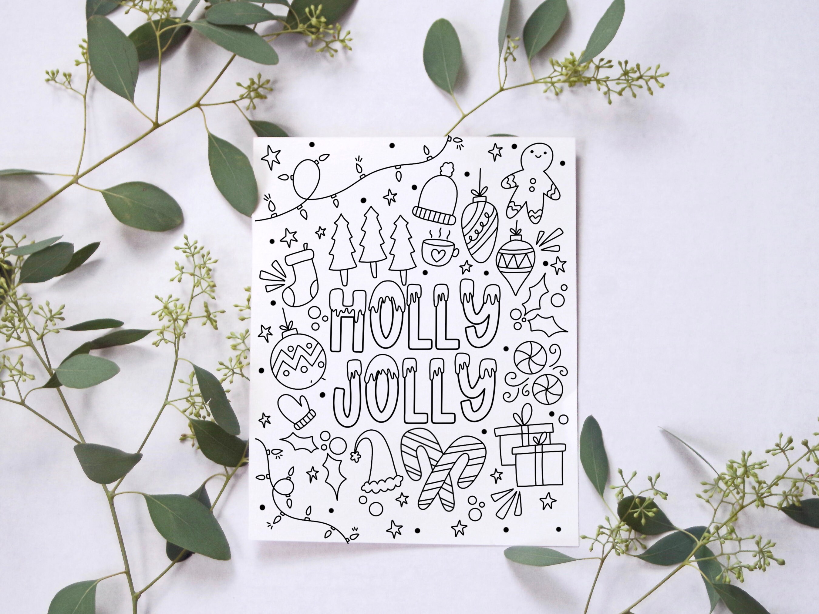 Printable Coloring Pages | Christmas Theme | Easy Fun Coloring | Adult ...