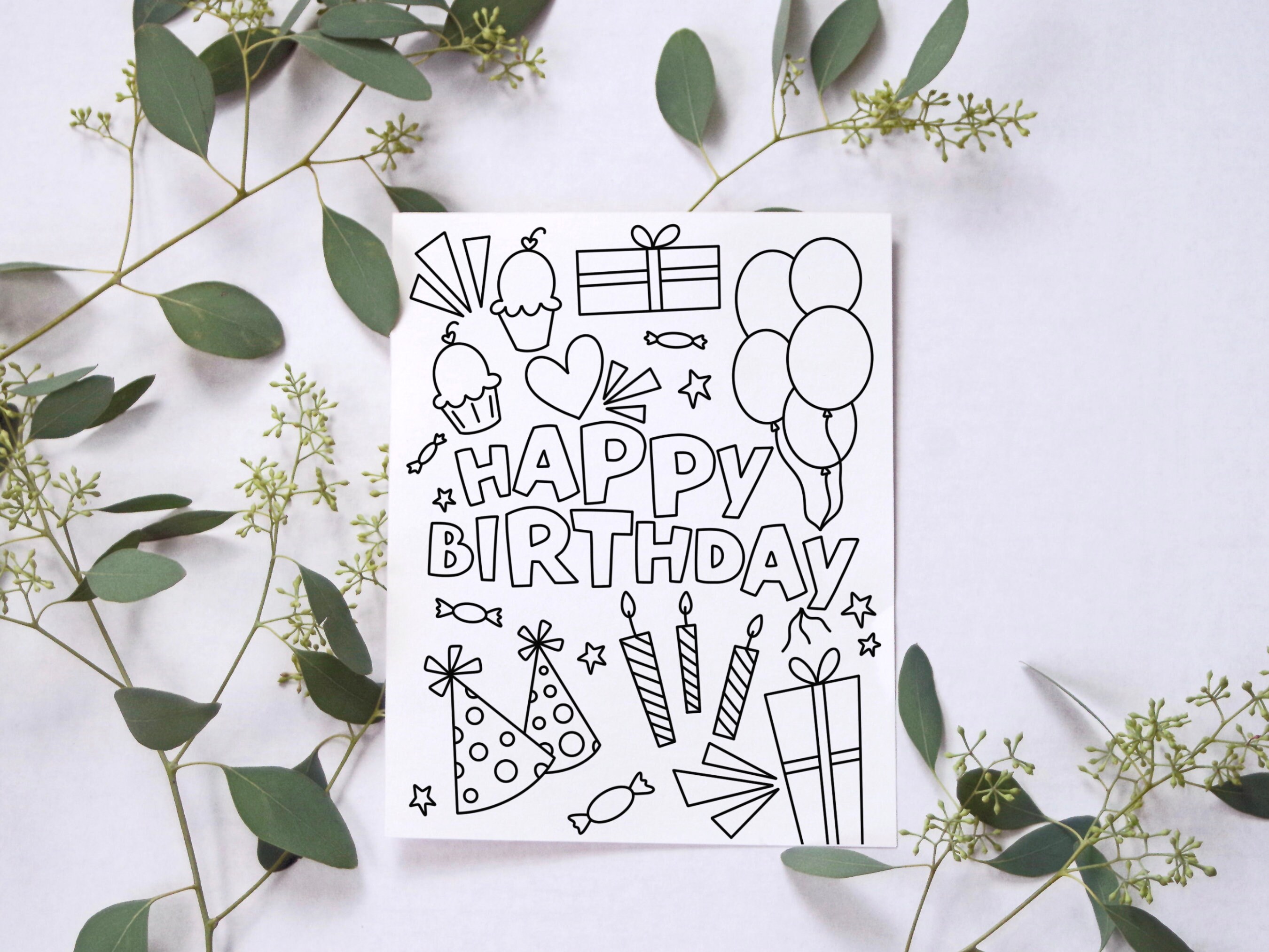 Printable Coloring Pages | Birthday Theme | Easy Fun Coloring - Etsy