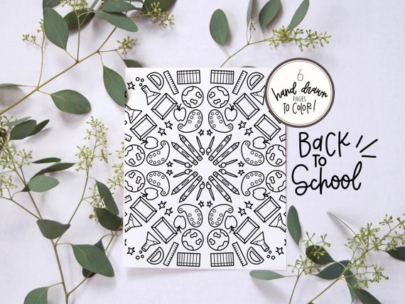 Printable Coloring Pages Back to School Theme Easy Fun - Etsy