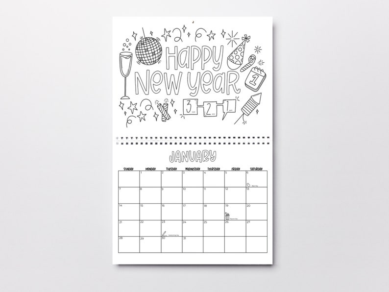 Color Your Own Calendar 2024 | Coloring Pages | Gratitude | Memories - Etsy