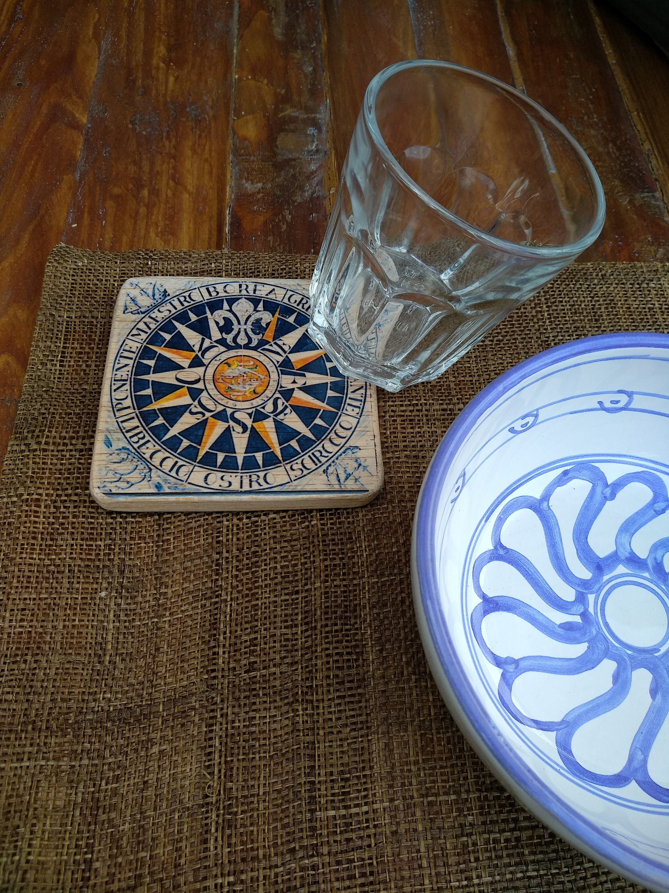 Set 6 Coasters " Rosa Dei Venti " - Home, Table. Kitchen, Cottage Style ...