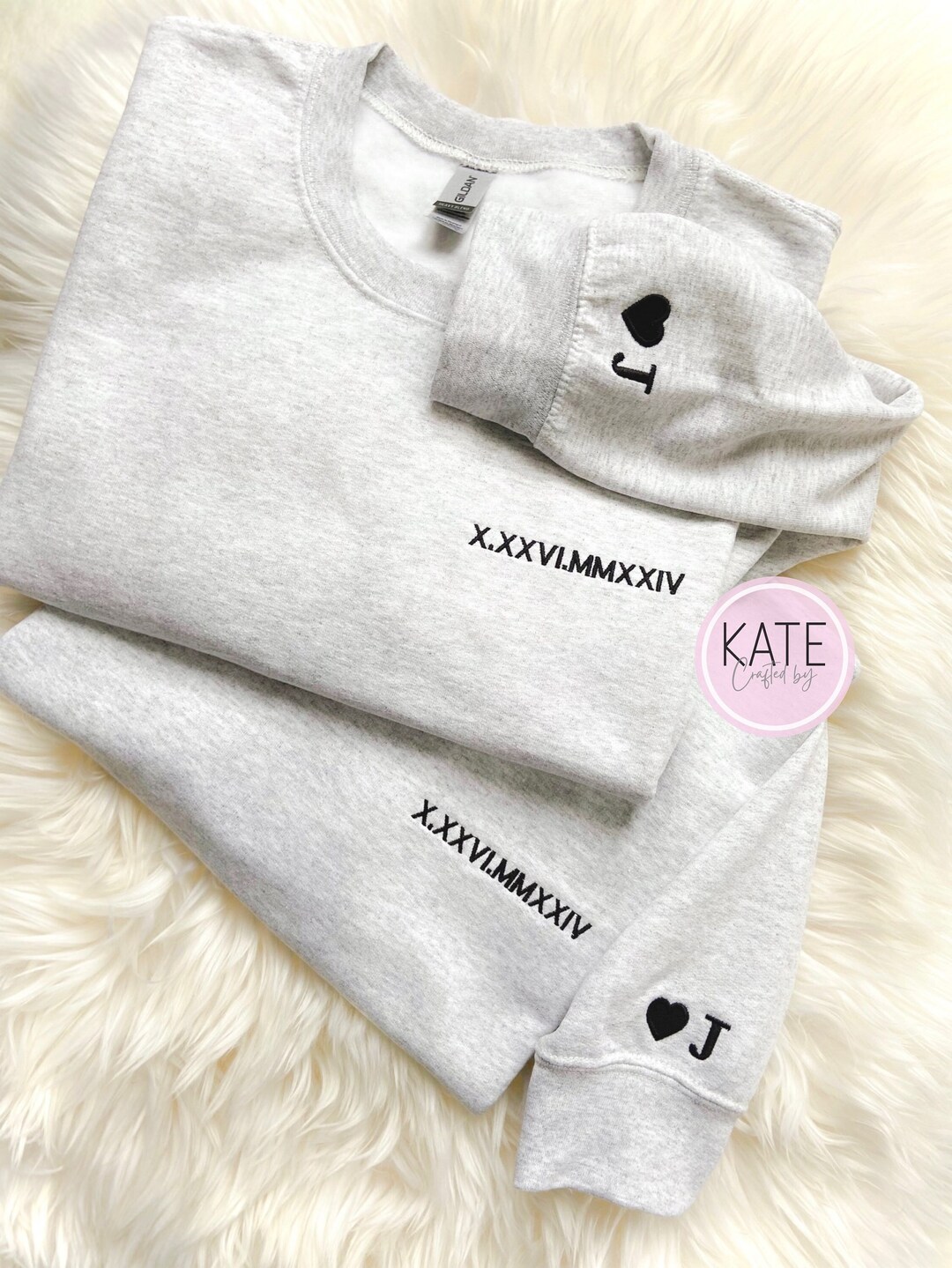 ROMAN NUMERALS SWEATSHIRT | Adult Embroidered Sweater | Anniversary ...