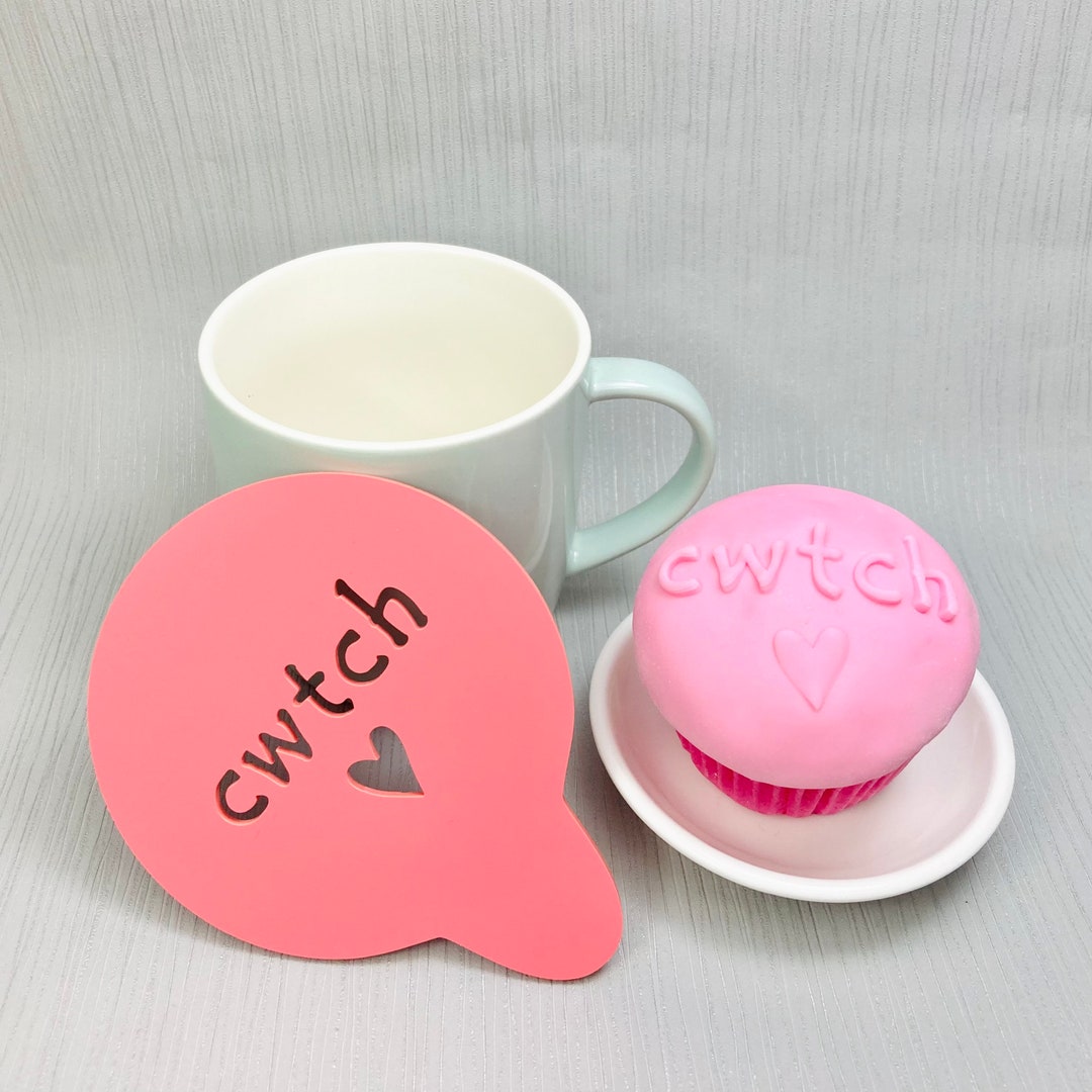 Cwtch Coffee Stencil Welsh Wales Art Cuddle Embrace Cocktail Cappuccino ...