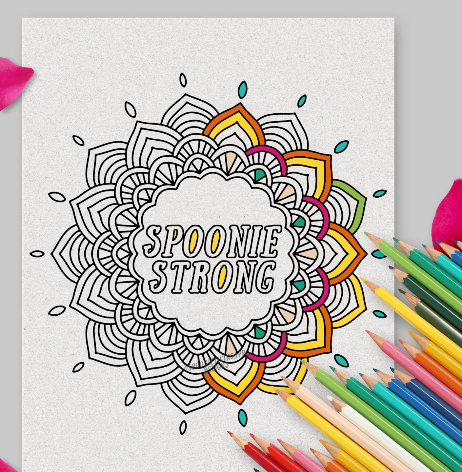 Spoonie Strong Coloring Page - Etsy