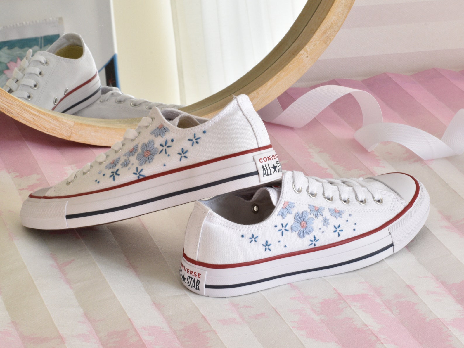 Custom Embroidery Flower Converse for Personalized Wedding With ...