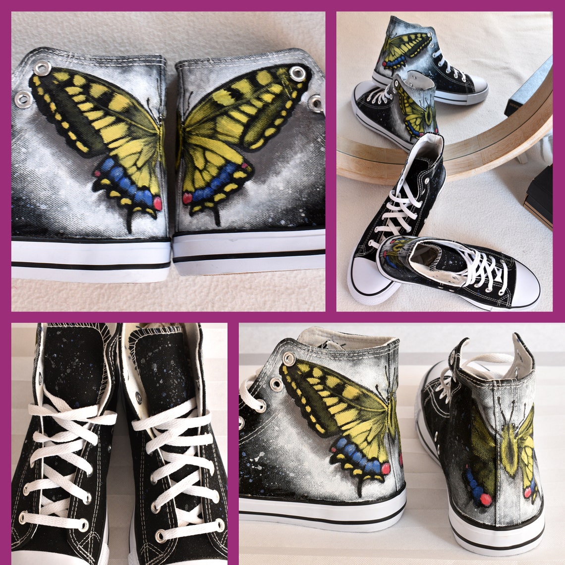 Custom Converse Trainers With Black Butterfly Insect Hand | Etsy