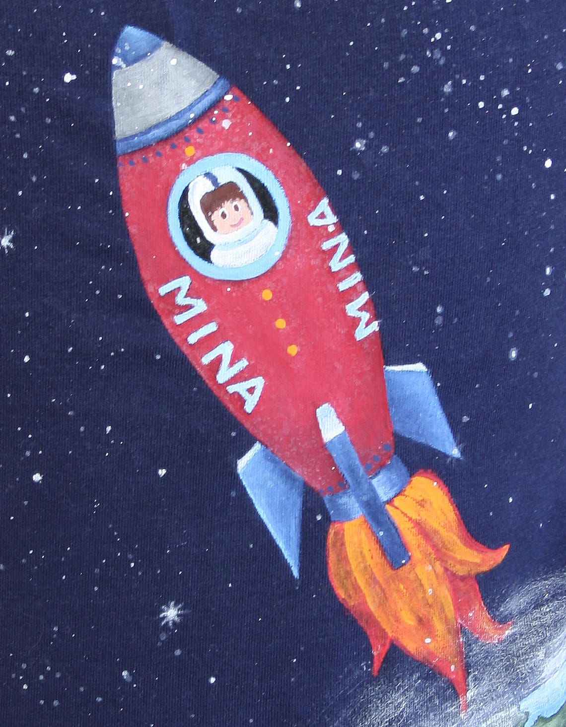 Girls Handpainted Outer Space T Shirt With Planets. Kids Earth and ...