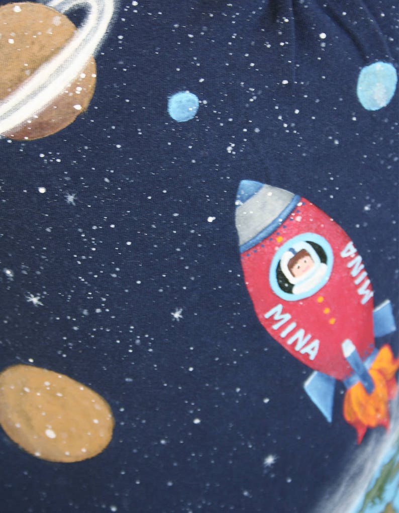 Girls Handpainted Outer Space T Shirt with Planets. Kids Earth | Etsy