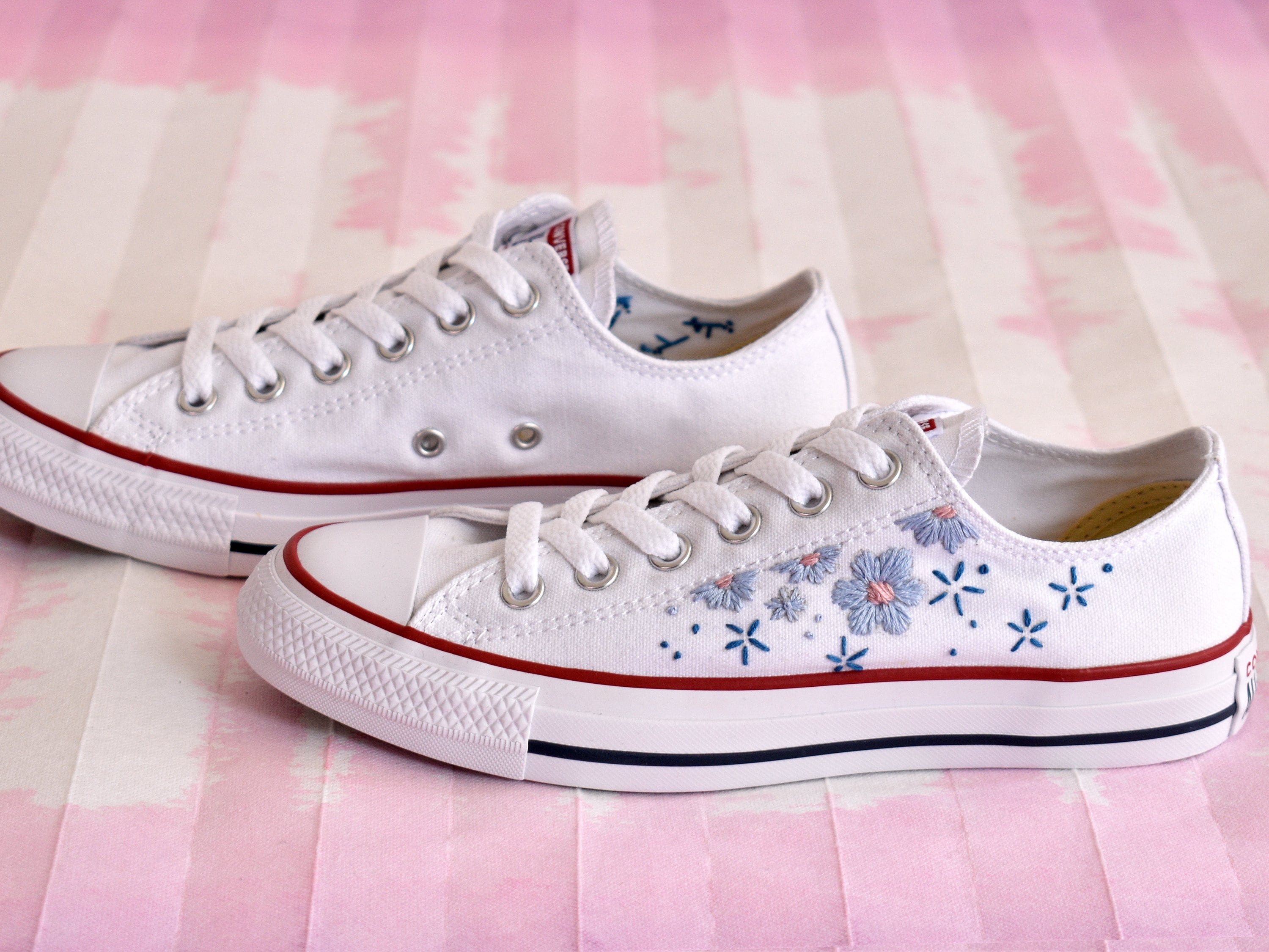 Custom Embroidery Flower Converse for Personalized Wedding With ...