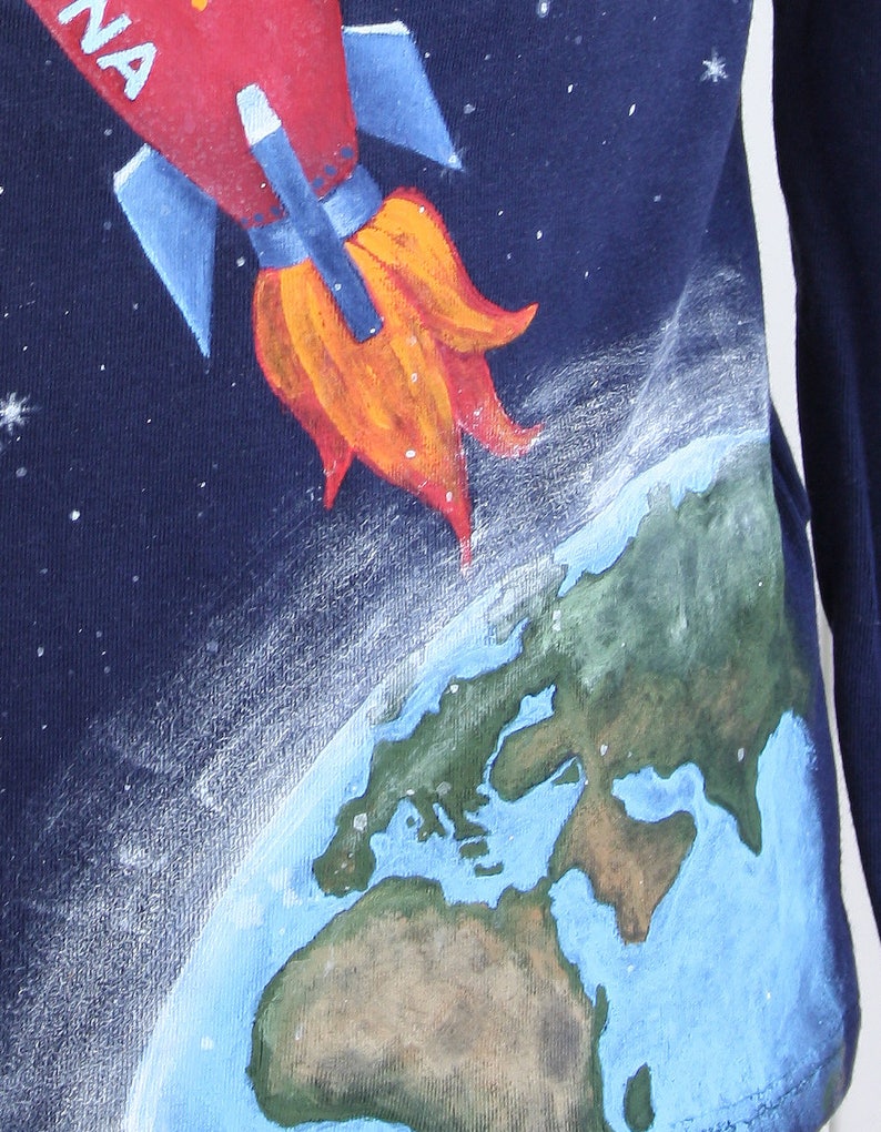 Girls Handpainted Outer Space T Shirt with Planets. Kids Earth | Etsy