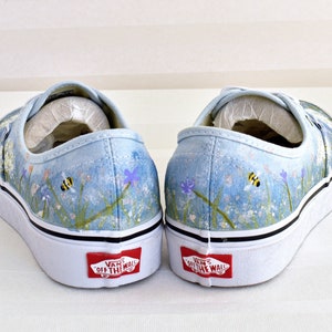Custom Painted Shoes With Wildflowers and Bees Painting, Vans Custom ...