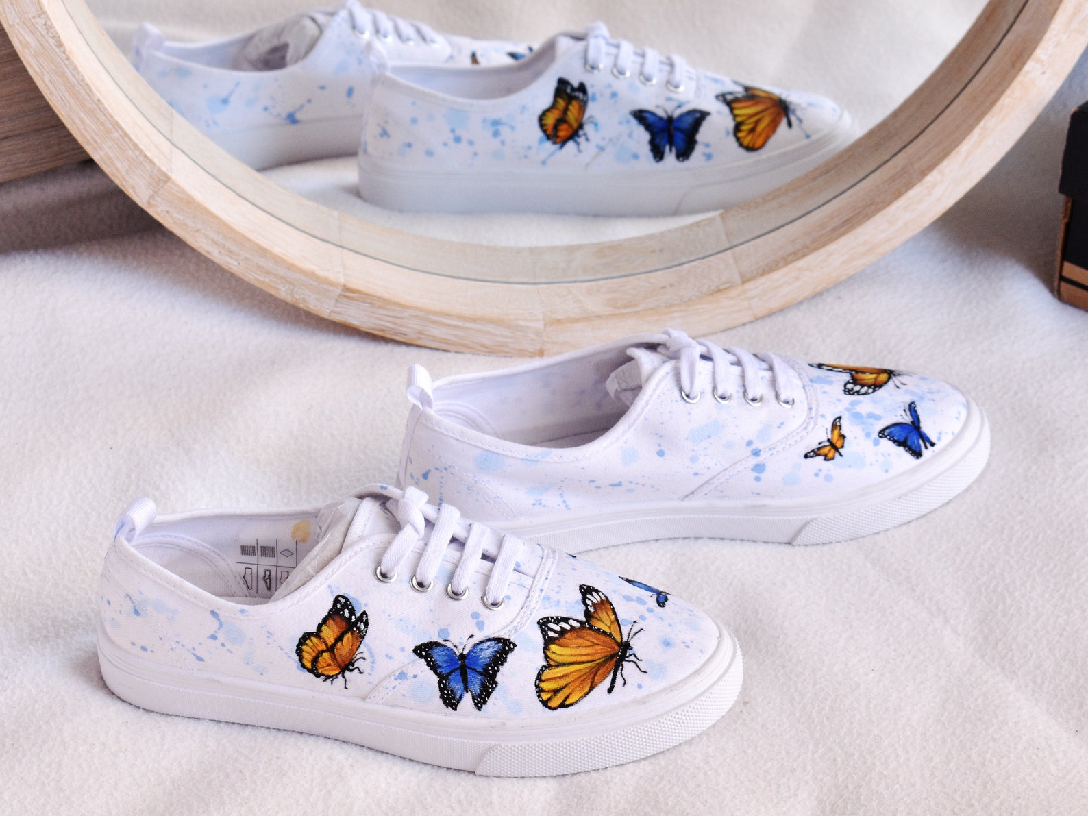 Custom Painted Sneakers With Monarch and Blue Morpho Butterflies ...