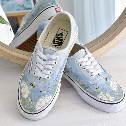 Custom Painted Shoes With Wildflowers and Bees Painting Vans - Etsy