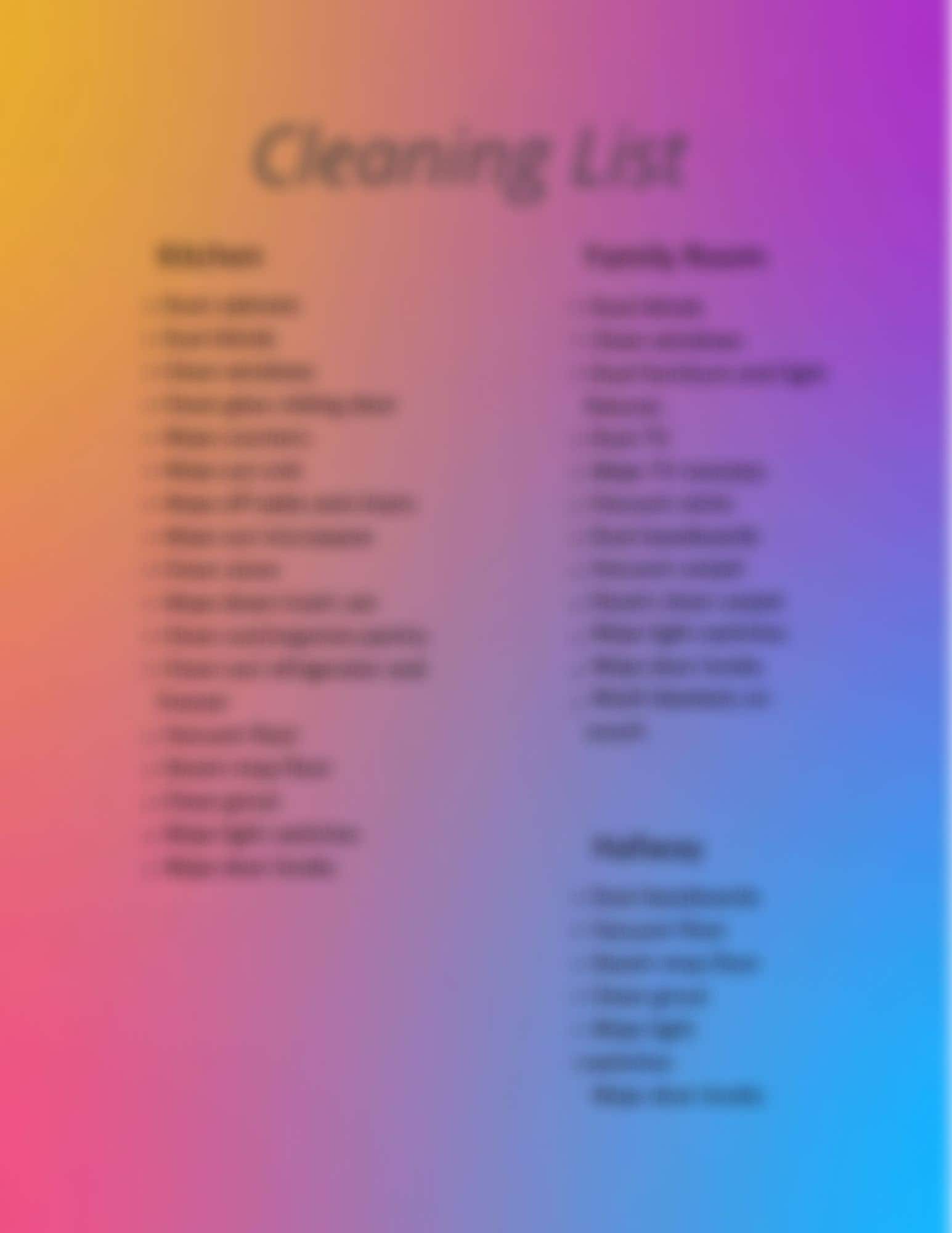 Printable Cleaning List - Etsy
